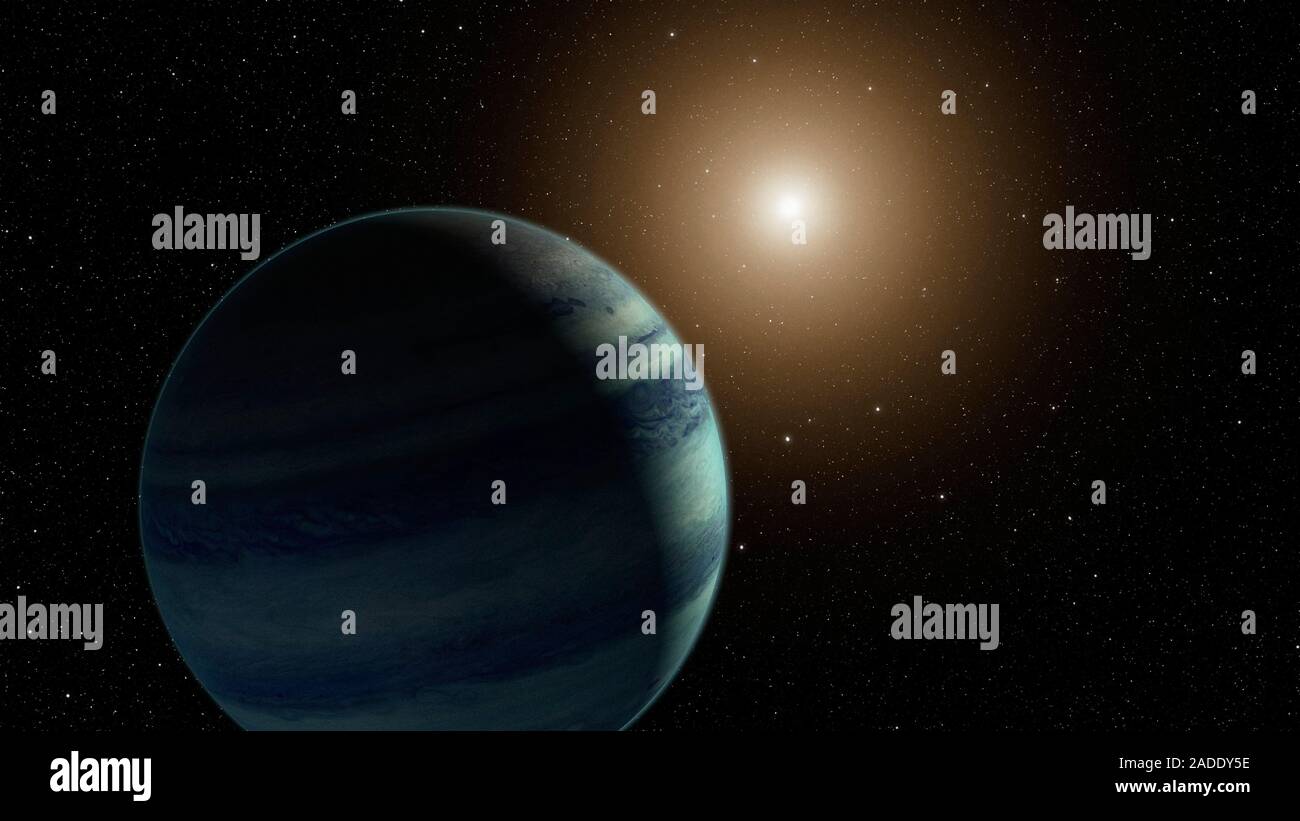 Possible extrasolar moon. Computer illustration of an extrasolar planet ...