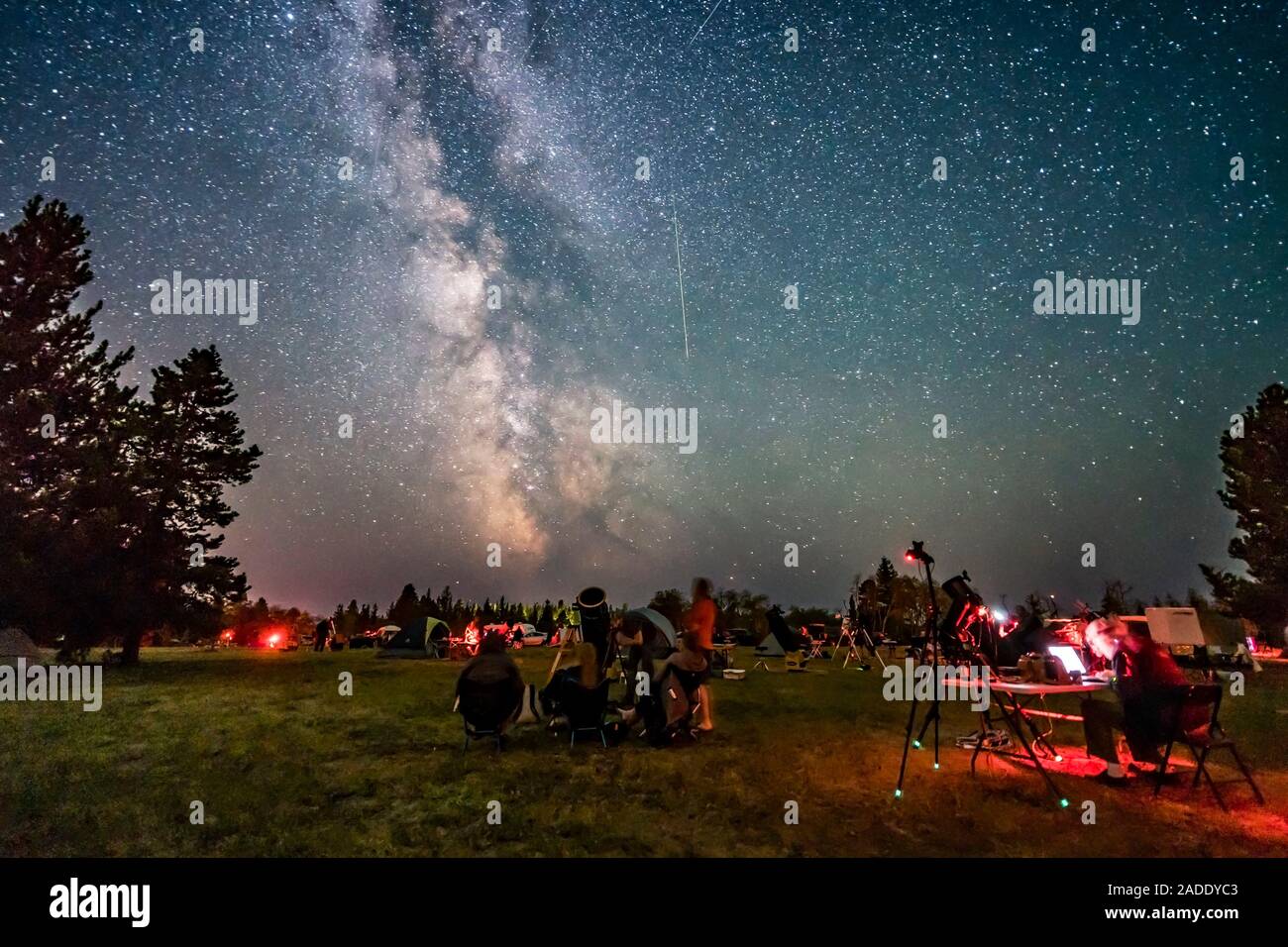 A Perseid meteor streaks down the Milky Way over the Saskatchewan ...
