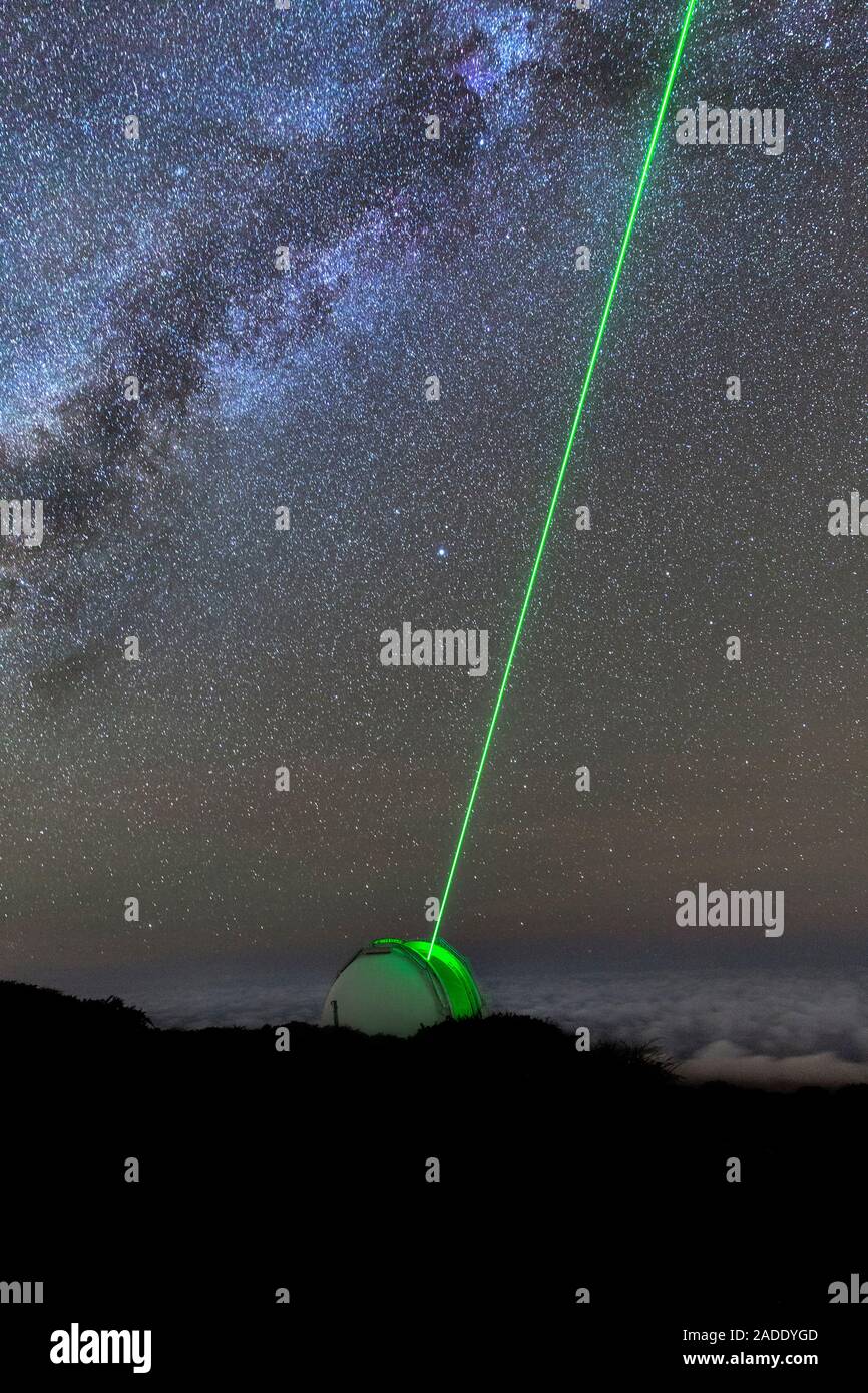 Laser guide star from William Herschel Telescope, with part of the ...