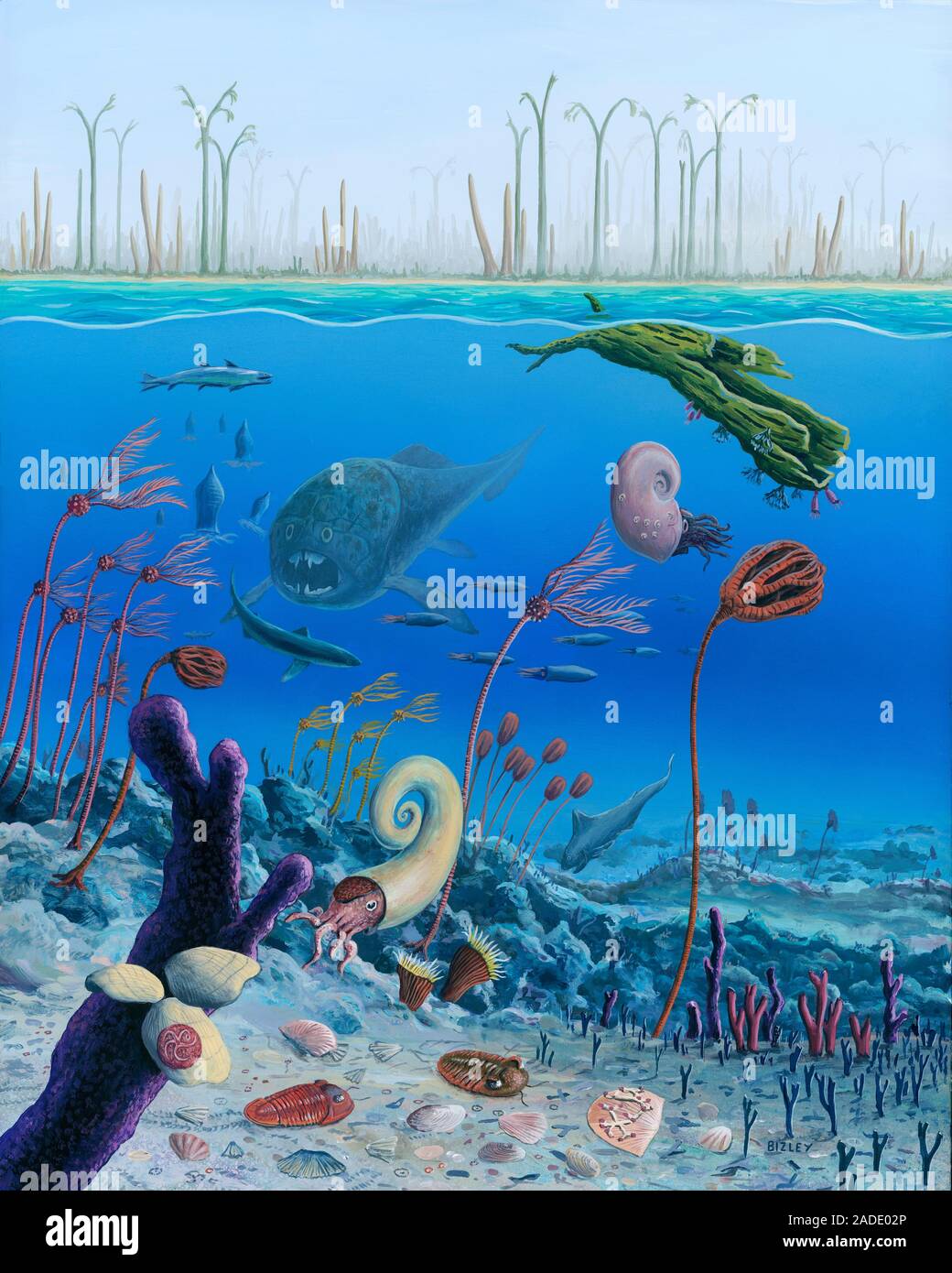 Illustration of life during the middle Devonian from the Milwaukee ...