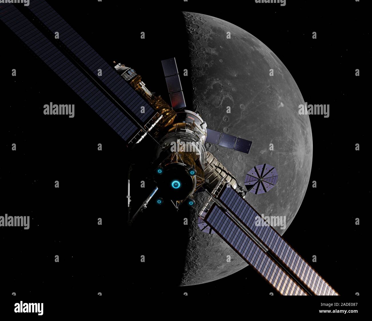Illustration of the proposed Lunar Orbital Platform-Gateway, a manned ...