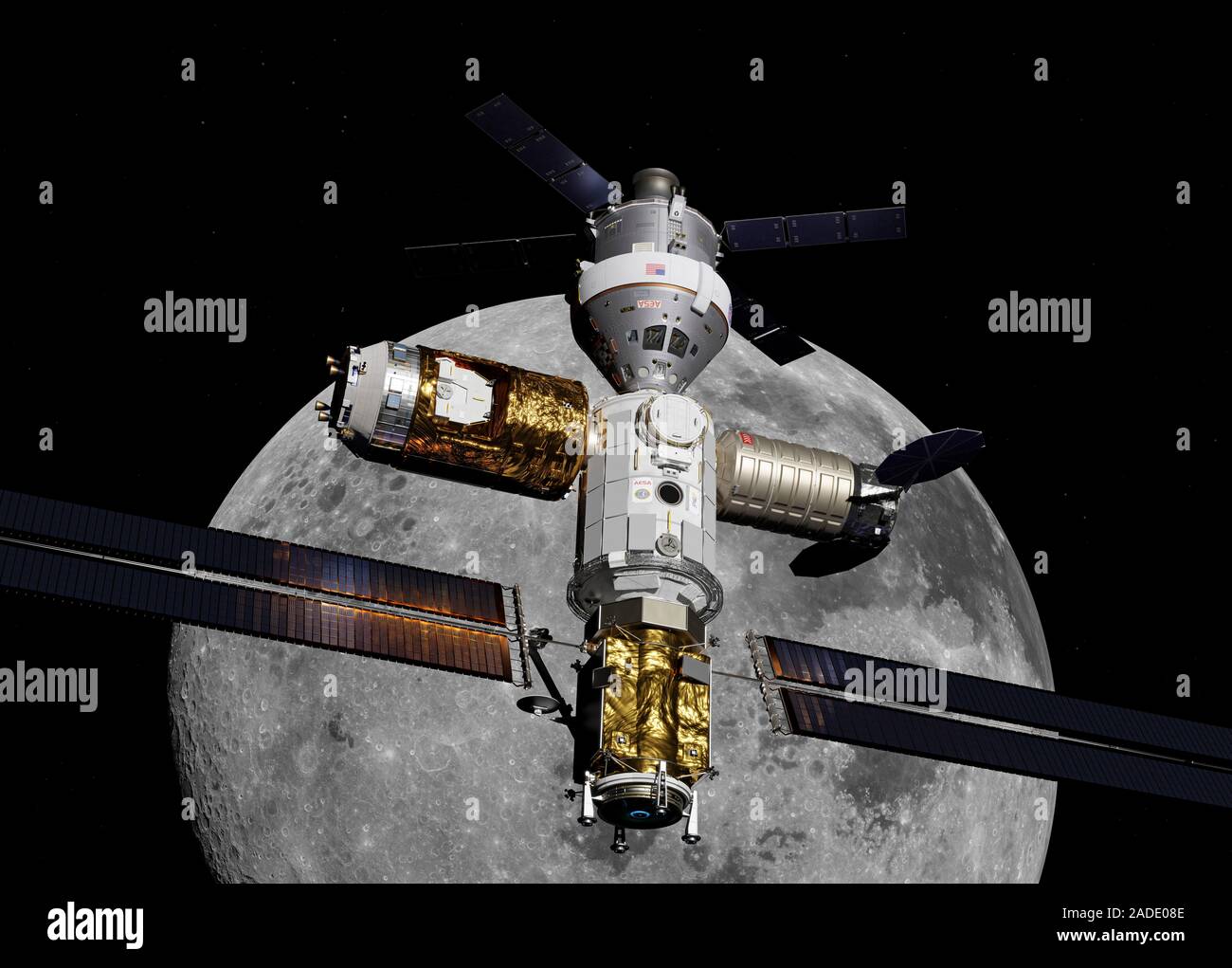 Illustration of the proposed Lunar Orbital Platform-Gateway, a manned ...