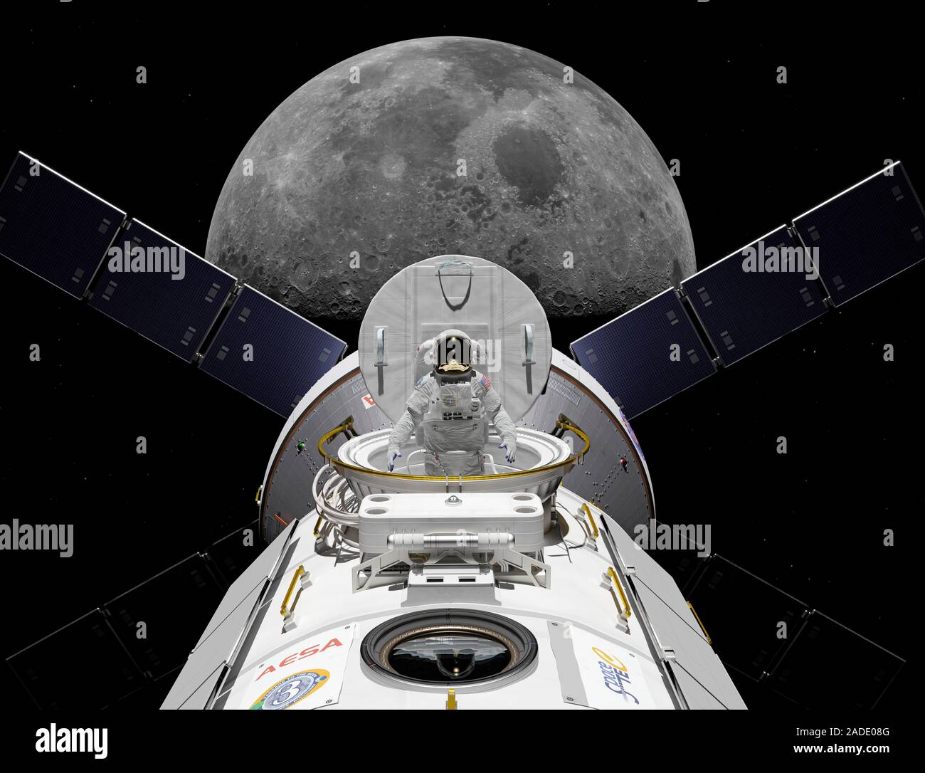 Illustration of an astronaut emerging from the proposed Lunar Orbital ...