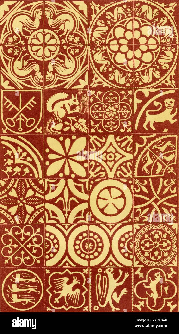 Examples of various ceramic inlaid tile patterns in Oxford Cathedral ...