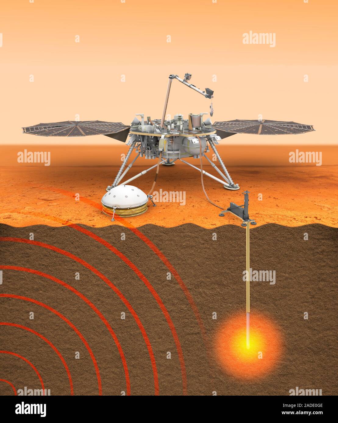 Insight Lander On Mars Illustration Of Nasas Insight Lander Deployed