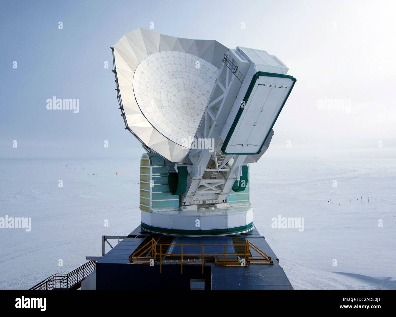 South Pole Telescope (SPT) with its new ground shield that was built ...
