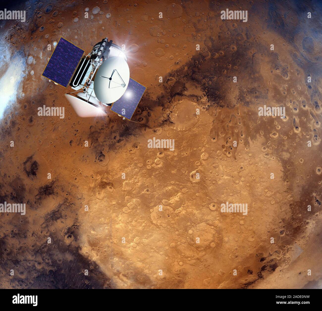 Mars 3 spacecraft in Mars orbit, illustration. Mars 3 was a Soviet ...