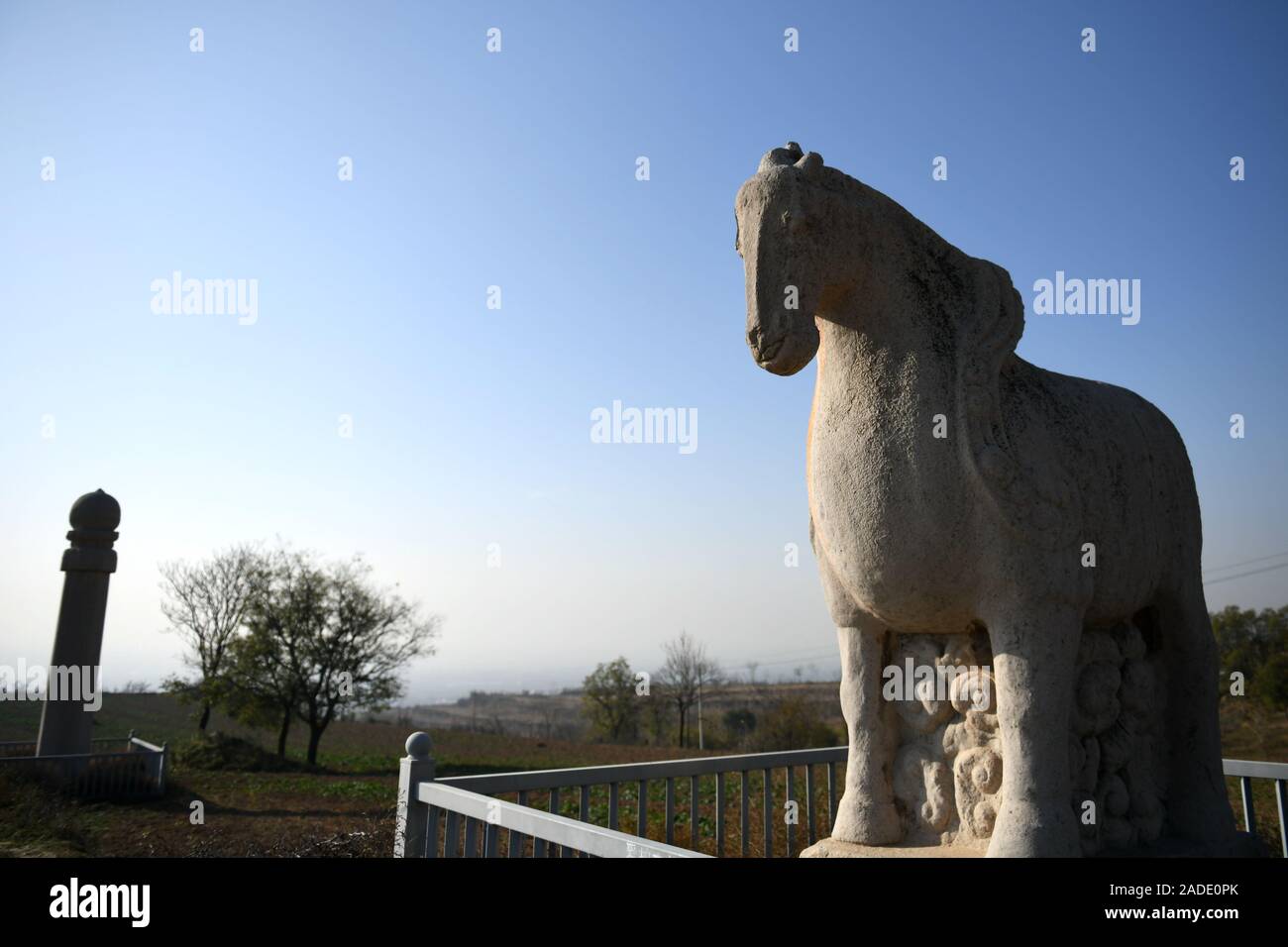 Xi'an. 3rd Dec, 2019. Photo taken on Dec. 3, 2019 shows the stone horse ...