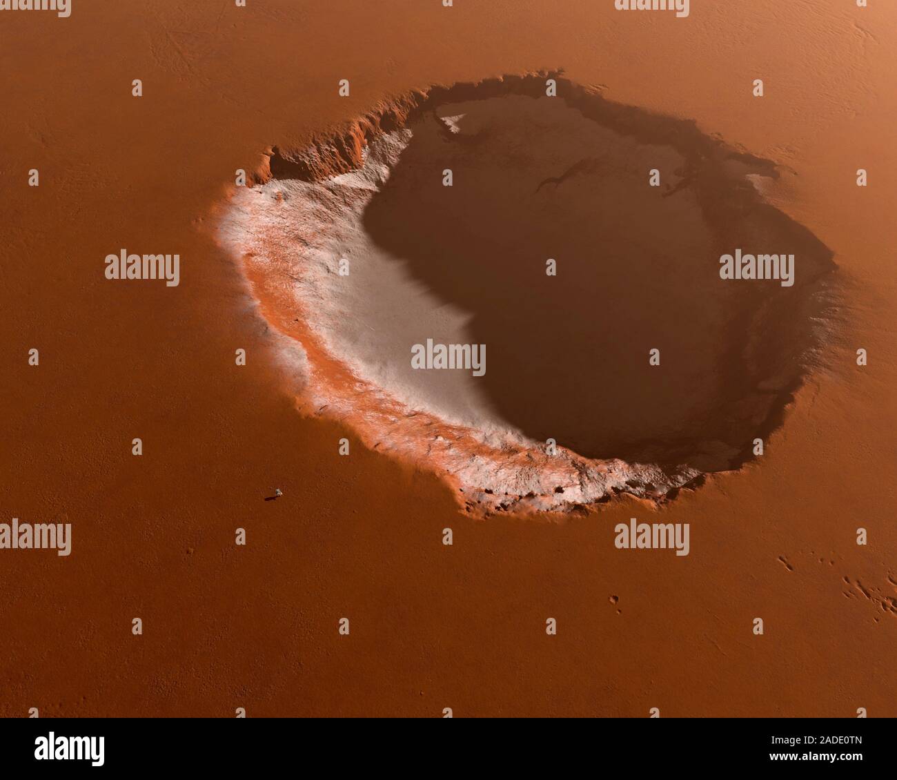 Astronaut on Mars, illustration. Zoomed-out view of an astronaut ...