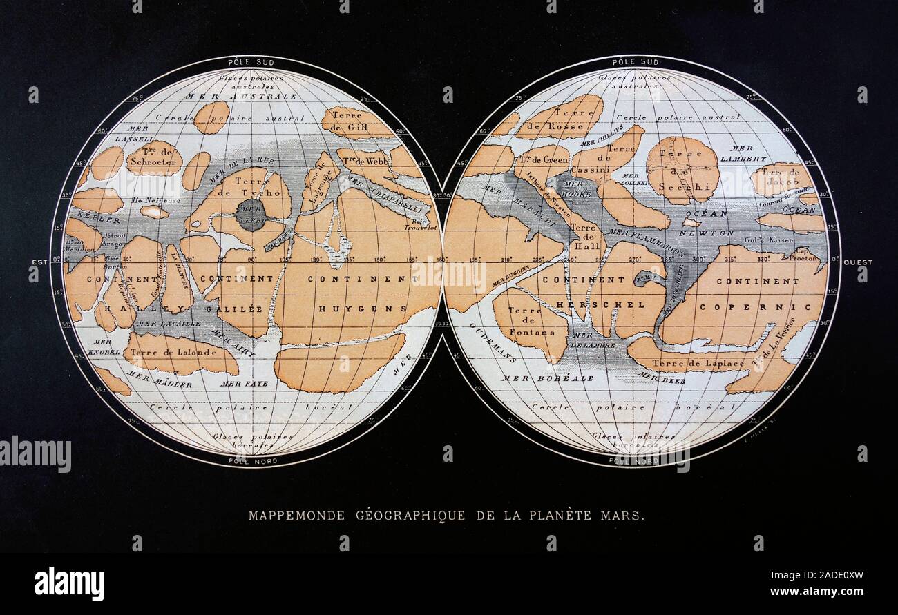 This early Mars map by Giovanni Schiaparelli shows so-called oceans and ...