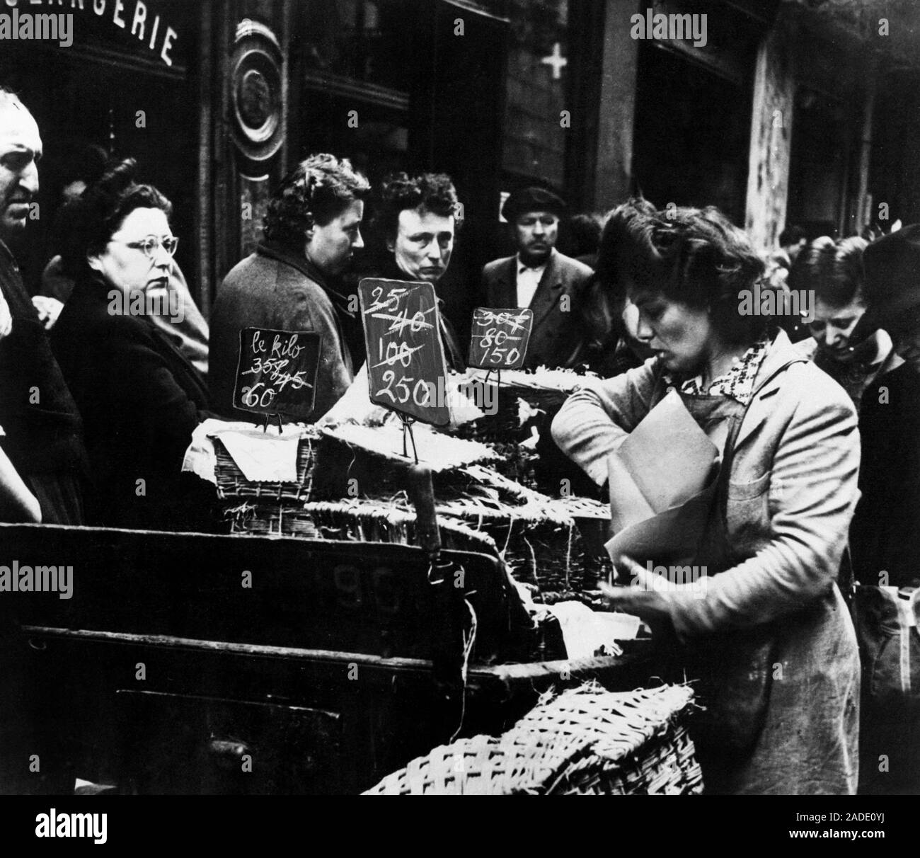 Monetary inflation in Europe after World War II. French market with ...