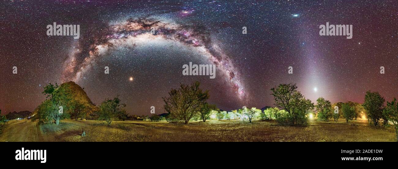 Milky Way and zodiacal light, Namibia. The Milky Way (left) is our ...