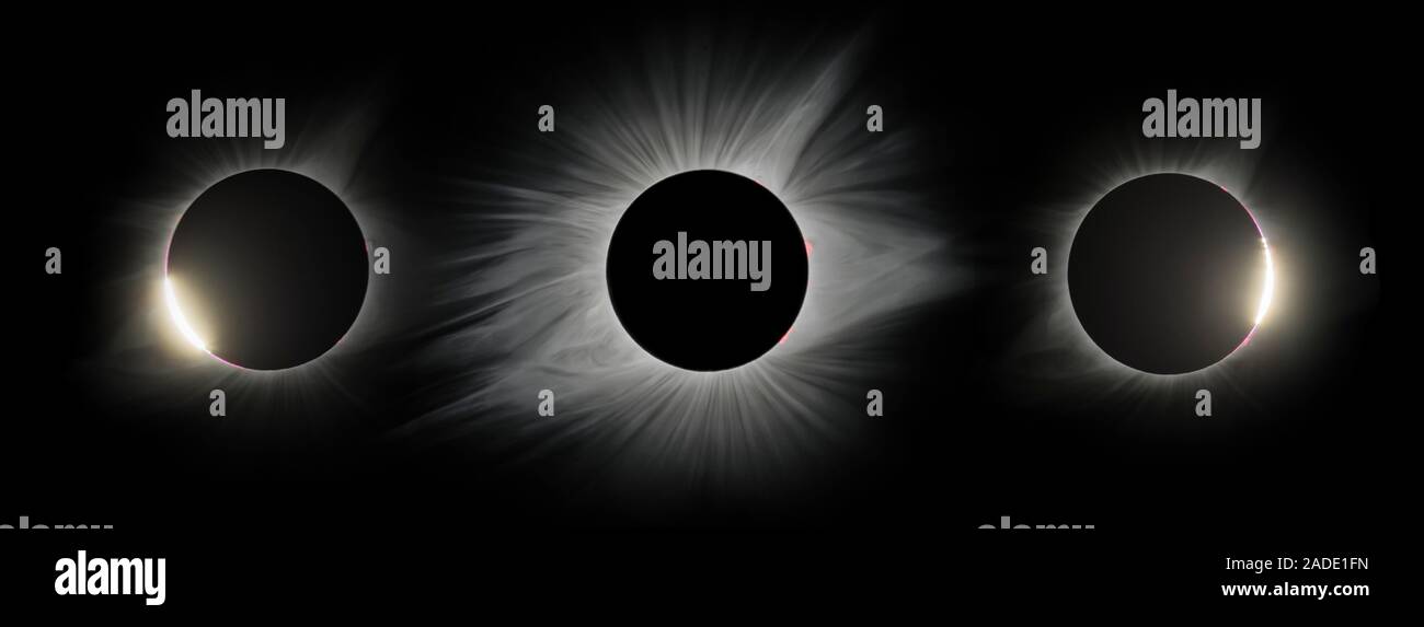 Total solar eclipse, totality and diamond ring effects. Time-lapse ...