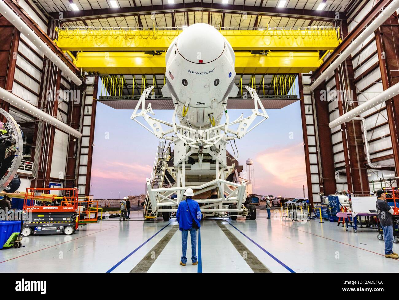 Demonstration Mission 1 Dragon 2 capsule at SpaceX's LC-39A Horizontal ...