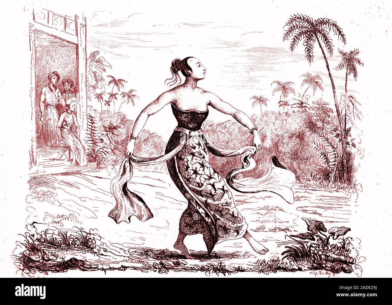 19th Century Javanese dancer. 1835 illustration of a dancer from the ...