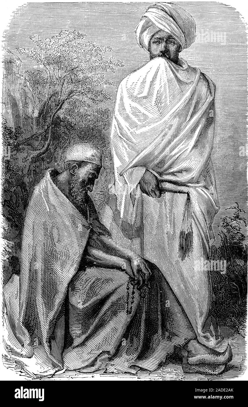 19th Abyssinian men. 1885 illustration of a monk and priest from ...