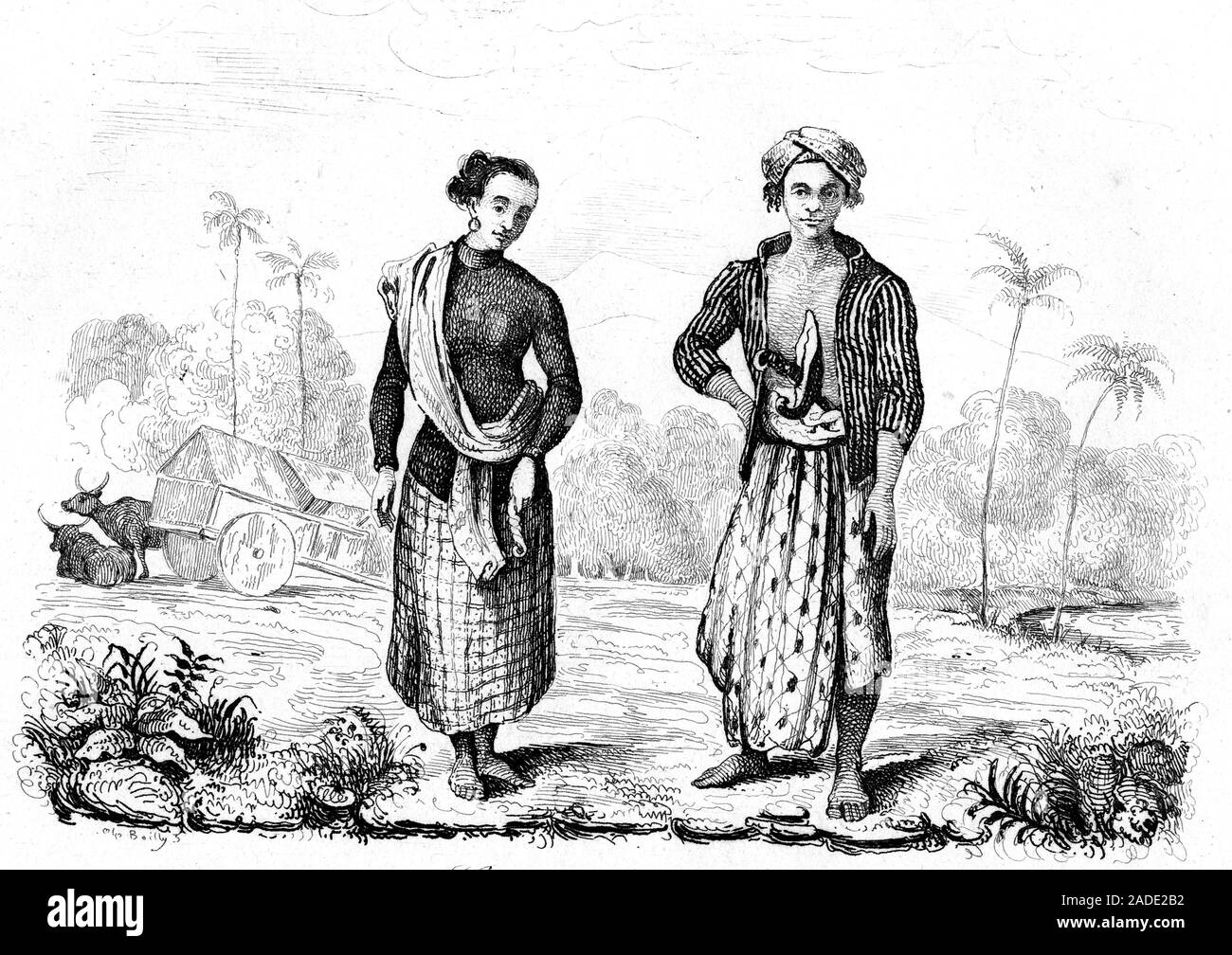 19th Century Timor people. 1835 illustration of a man and woman from ...