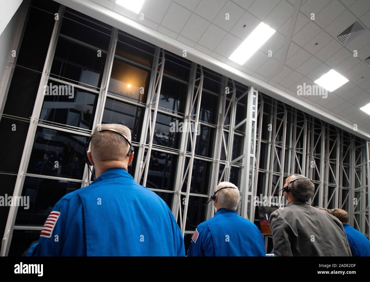 Astronauts at SpaceX Demo-1 launch, March 2019. At left is NASA ...