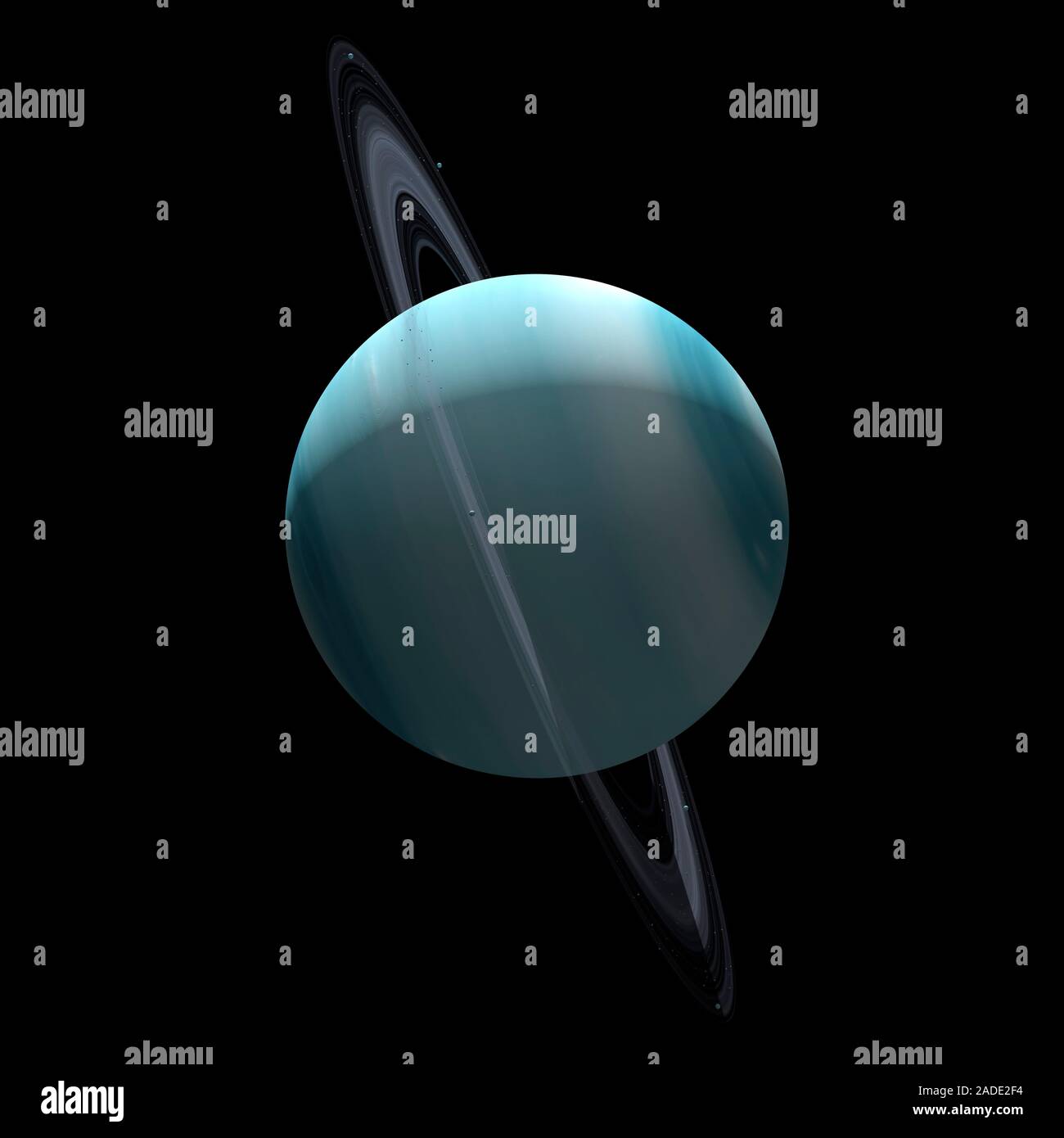 Uranus and its rings, illustration. Uranus is the seventh planet from ...