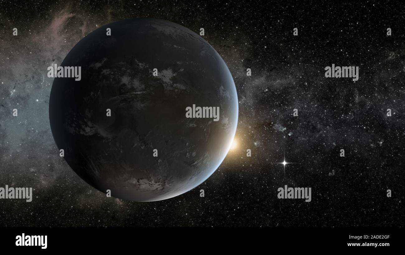 Exoplanet Kepler 62f, illustration. This exoplanet was discovered by ...