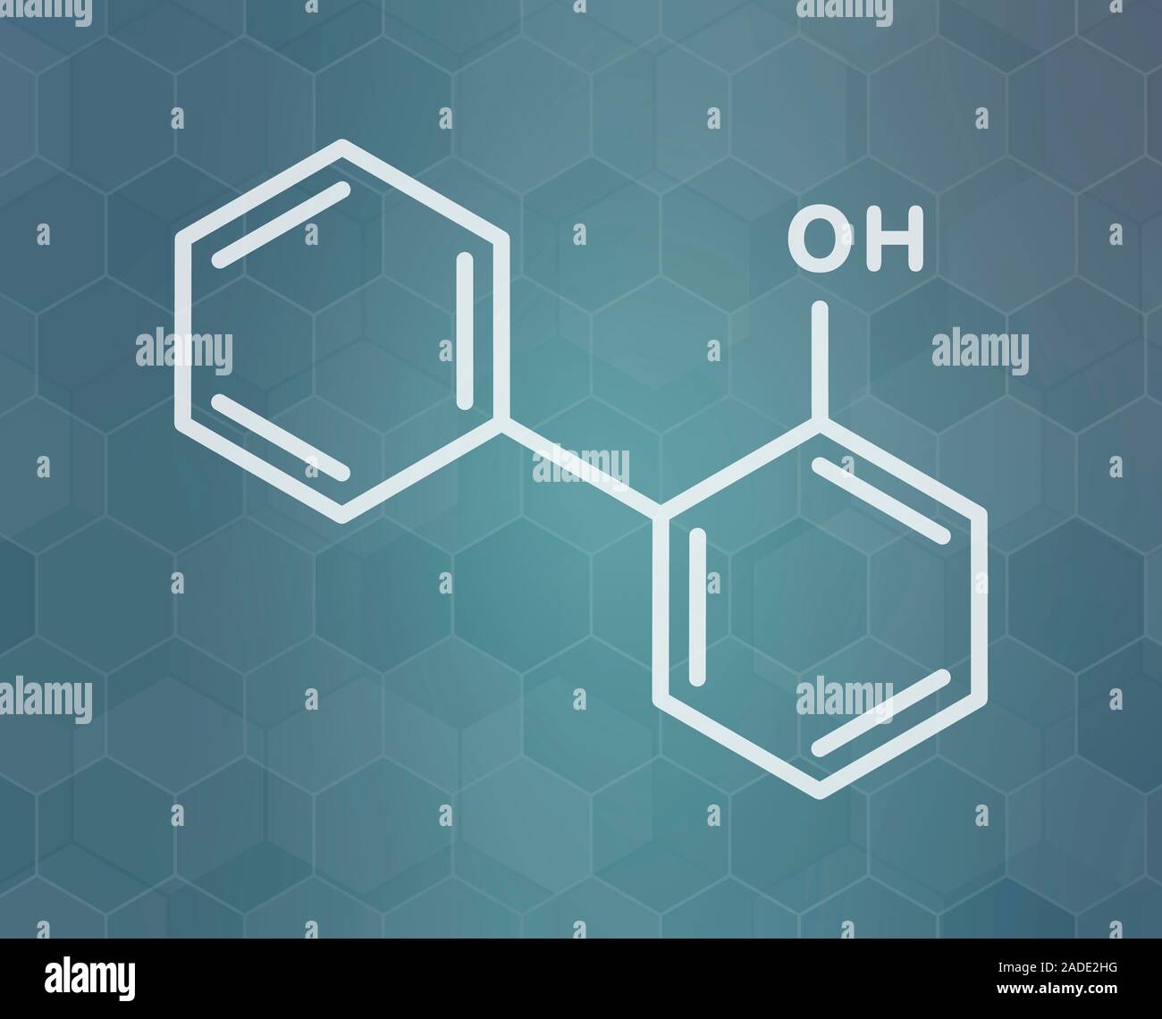 2-phenylphenol preservative molecule. Biocide used as food additive ...