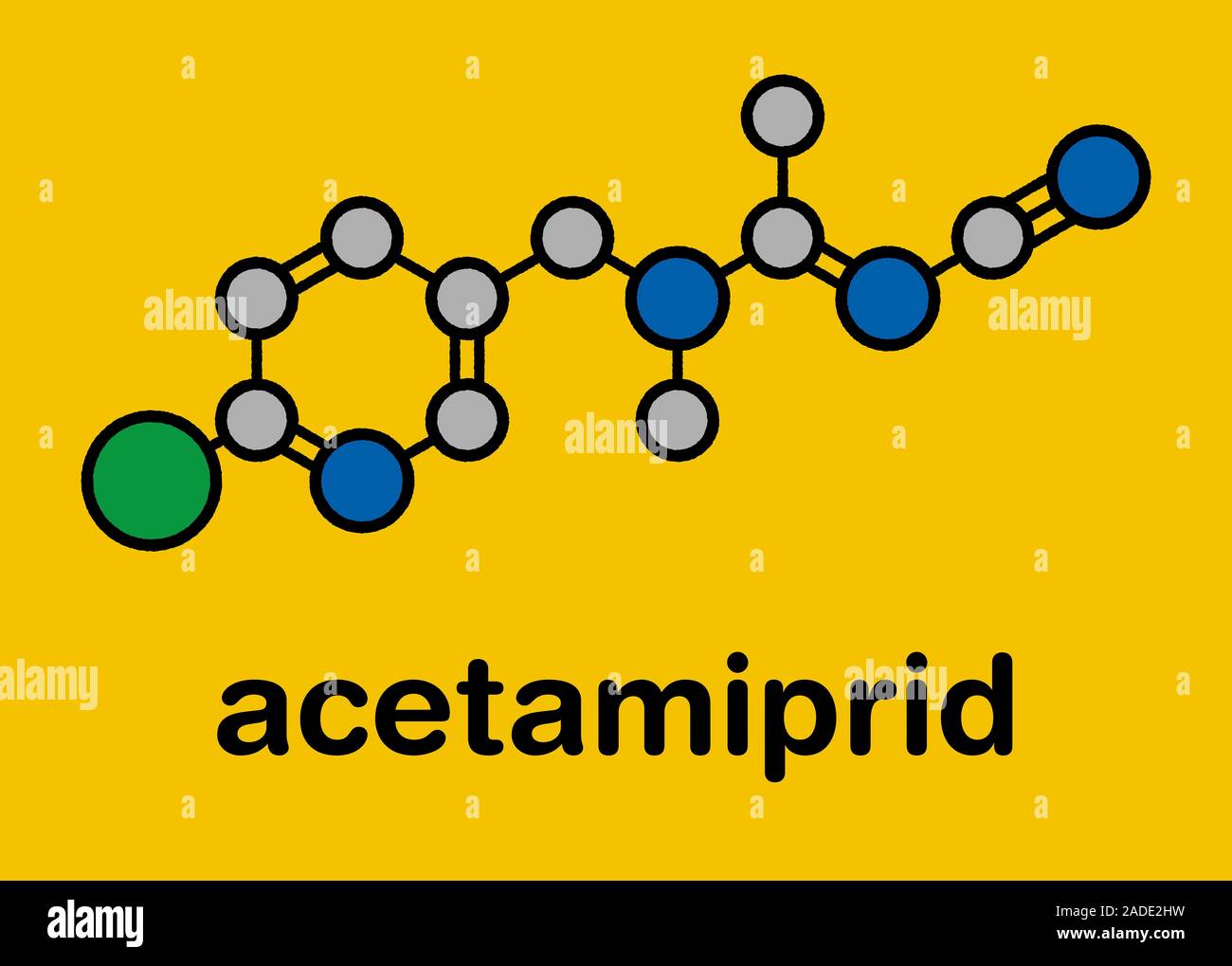 Acetamiprid insecticide molecule (neonicotinoid class). Stylized ...