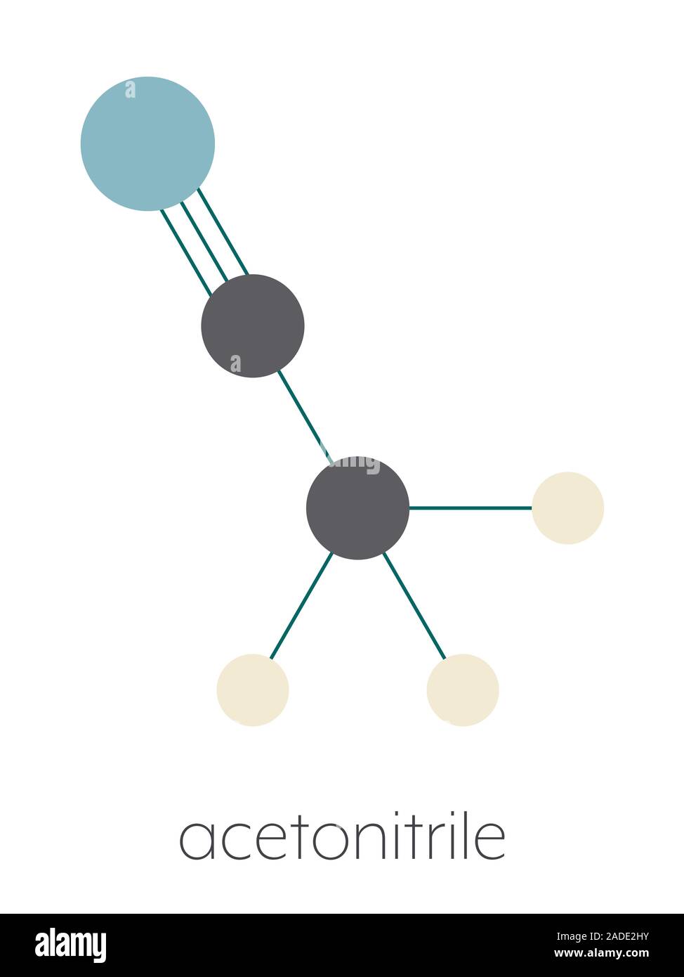 Acetonitrile chemical solvent molecule. Stylized skeletal formula ...