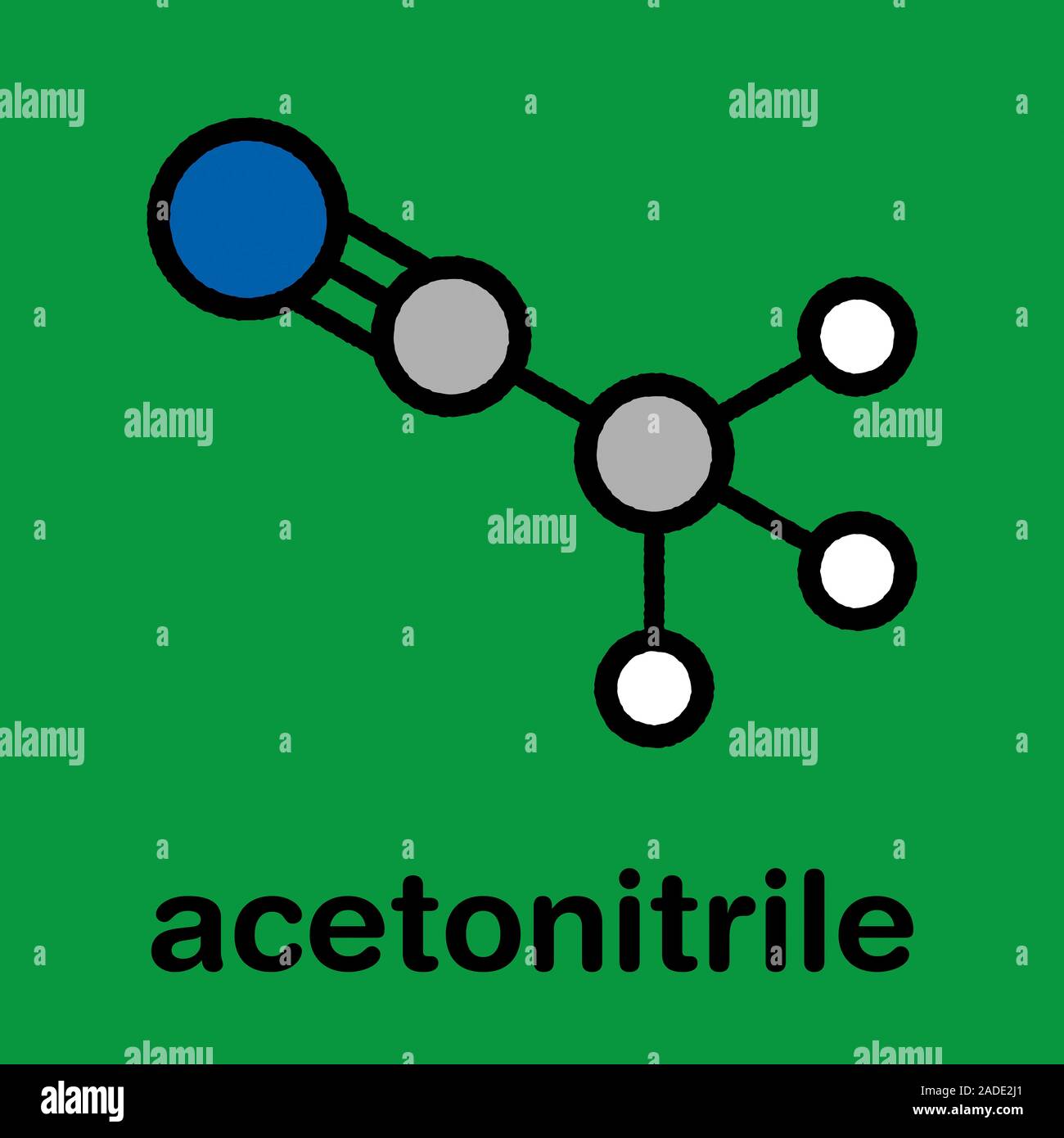 Acetonitrile chemical solvent molecule. Stylized skeletal formula ...