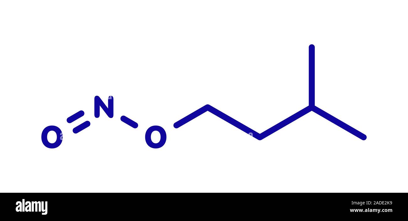 Amyl nitrite molecule. Used in treatment of angina and as a ...