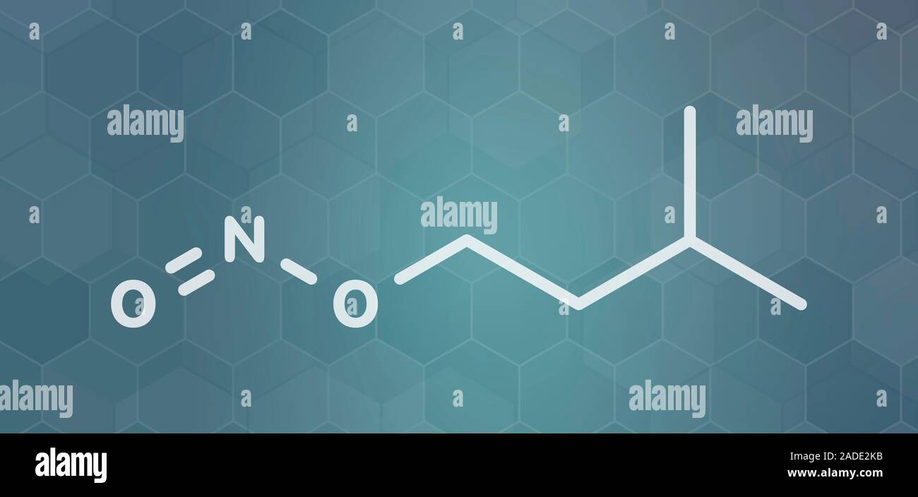 Amyl nitrite molecule. Used in treatment of angina and as a ...