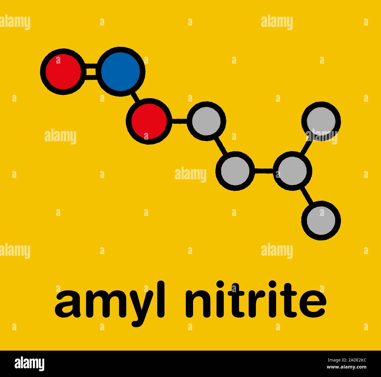 Amyl nitrite molecule. Used in treatment of angina and as a ...