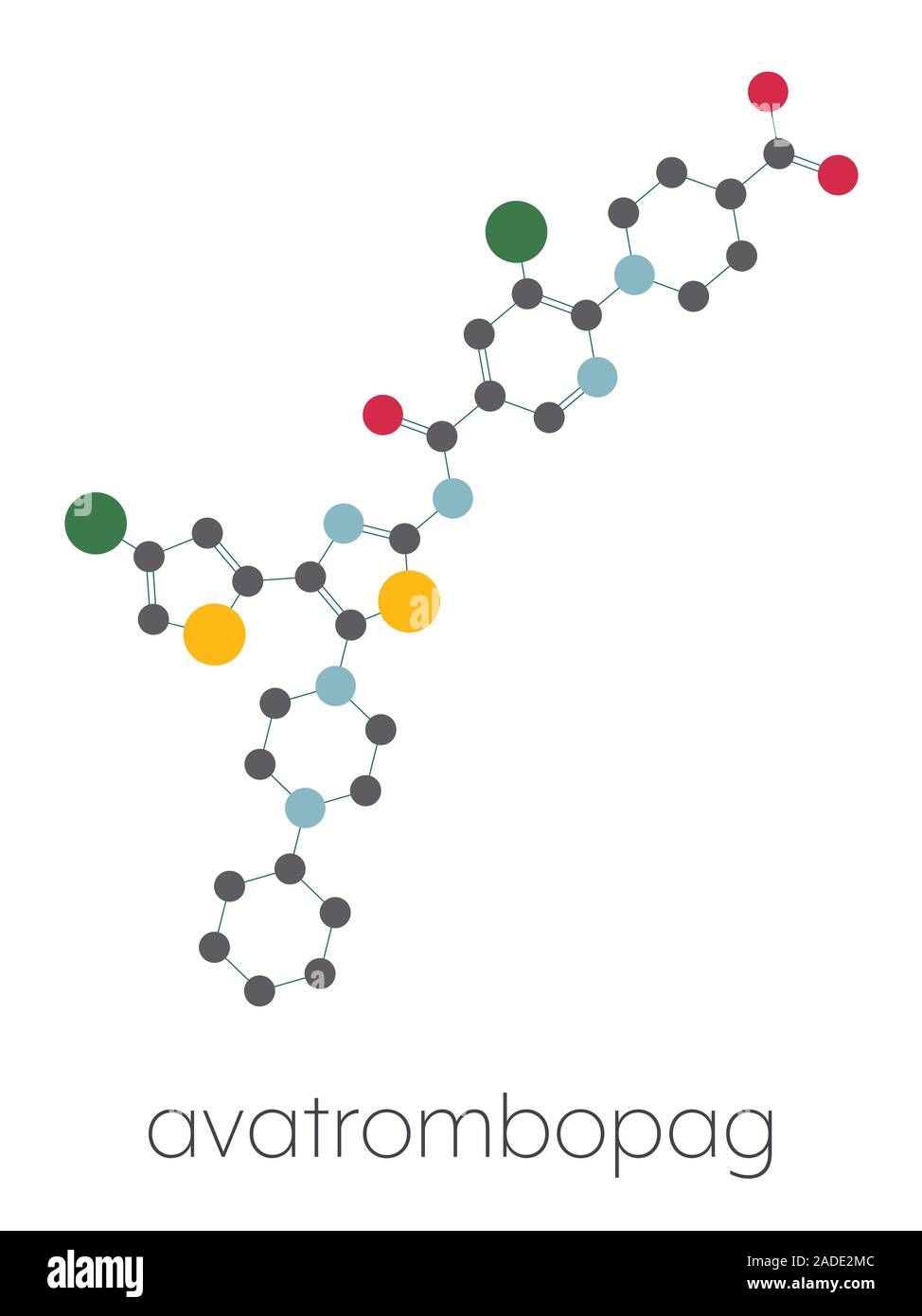 Avatrombopag thrombocytopenia drug molecule. Stylized skeletal formula ...
