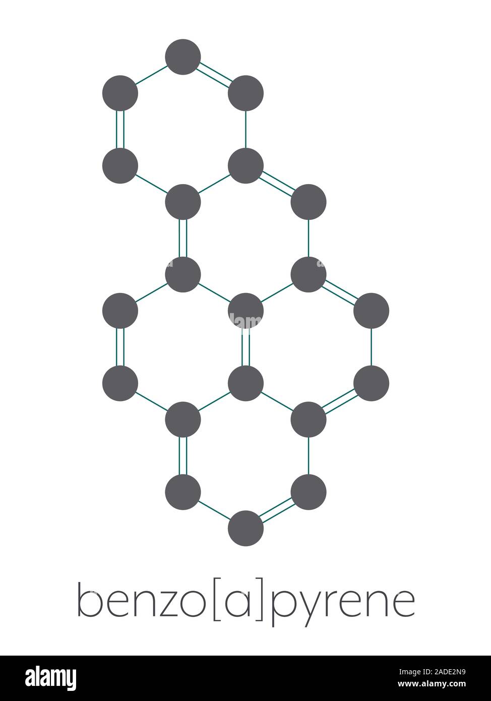 Benzo(a)pyrene (BaP) polycyclic aromatic hydrocarbon molecule. Stylized ...
