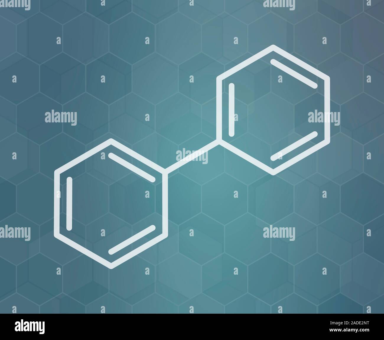 Lemonene (biphenyl, diphenyl) preservative molecule. White skeletal ...
