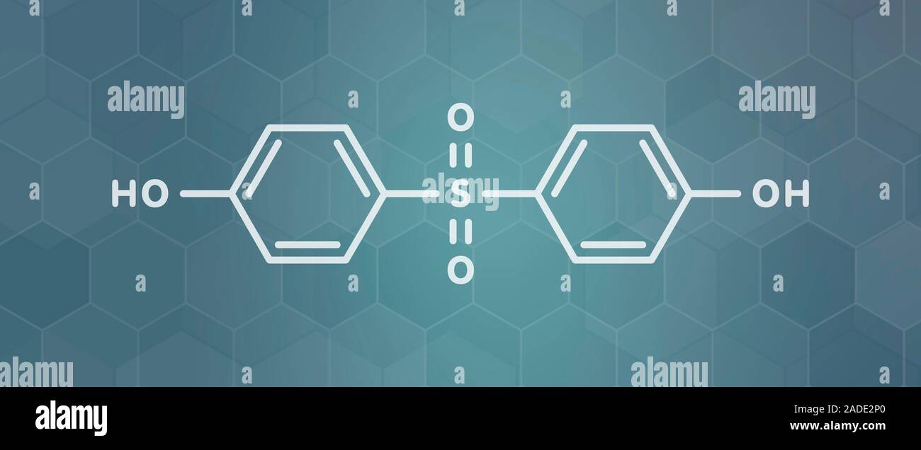 Bisphenol S (BPS) plasticizer molecule. Used as curing agent in epoxy ...