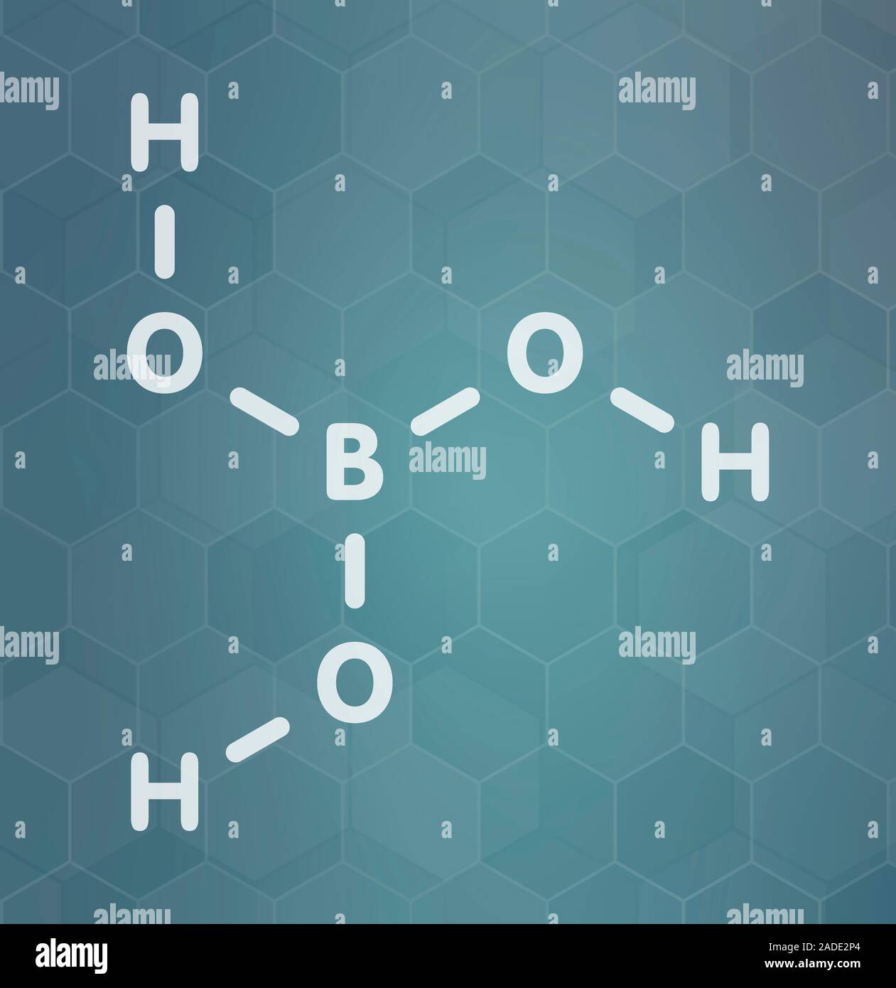 Boric acid molecule. Also known as hydrogen borate, boracic acid ...