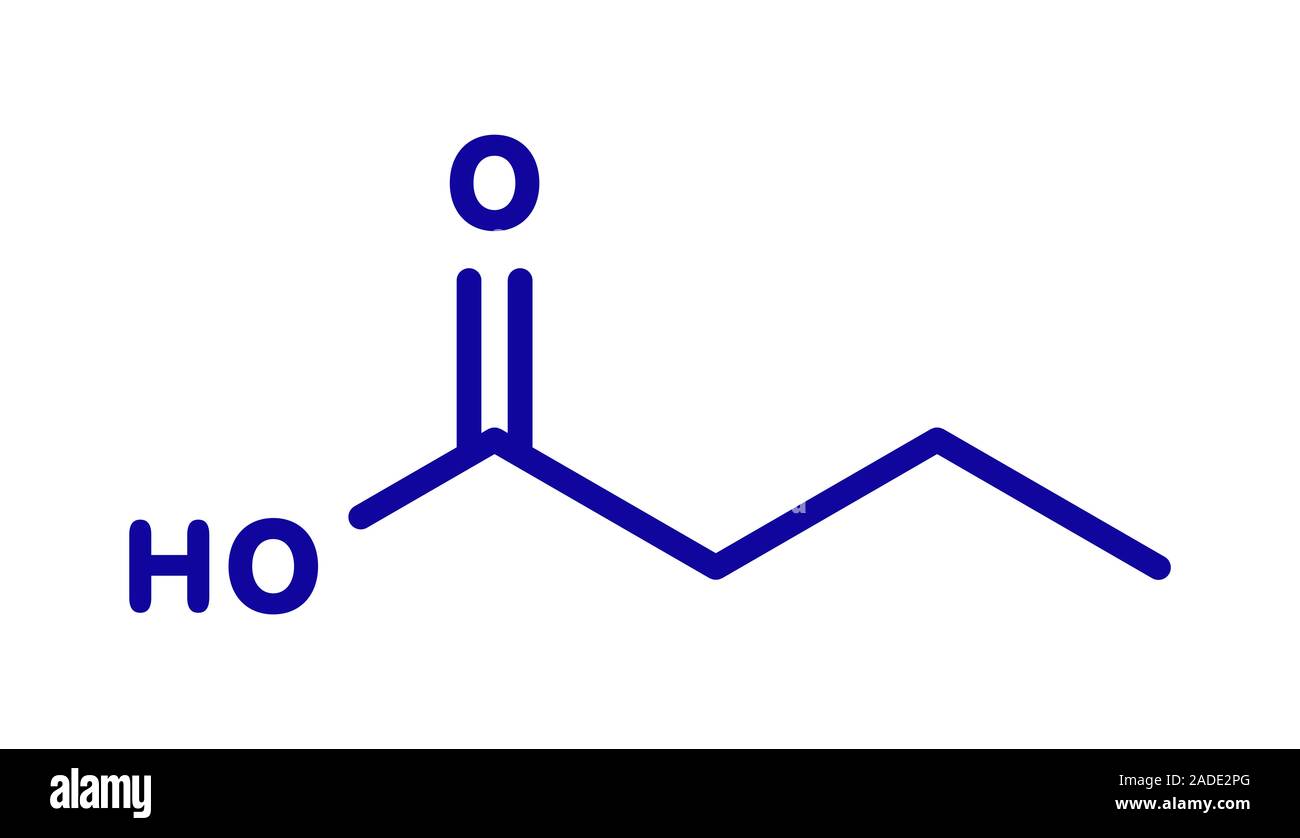 Butyric acid (butanoic acid) short-chain fatty acid molecule. Esters ...