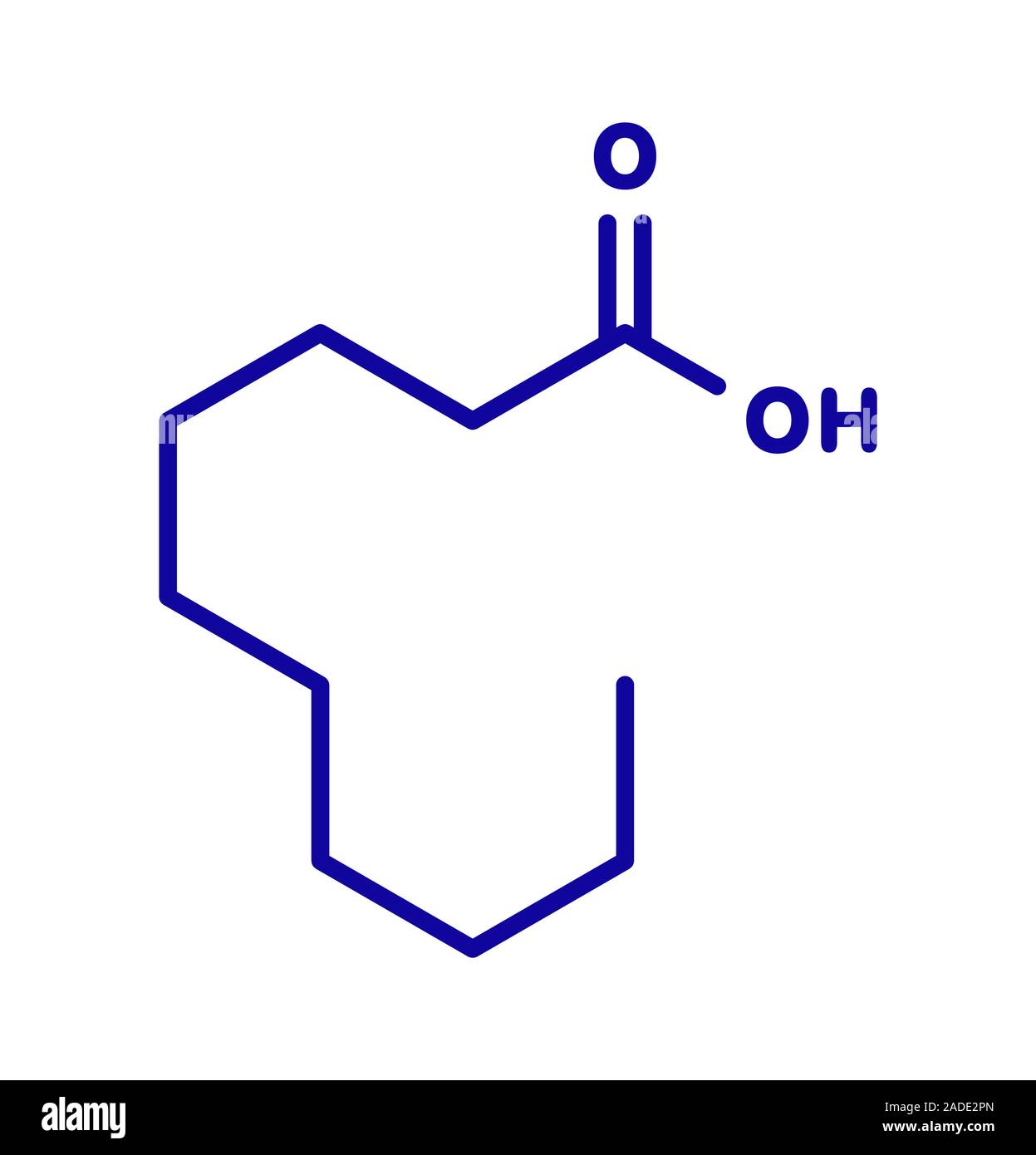 Capric (decanoic) acid molecule. Common saturated fatty acid. Blue ...