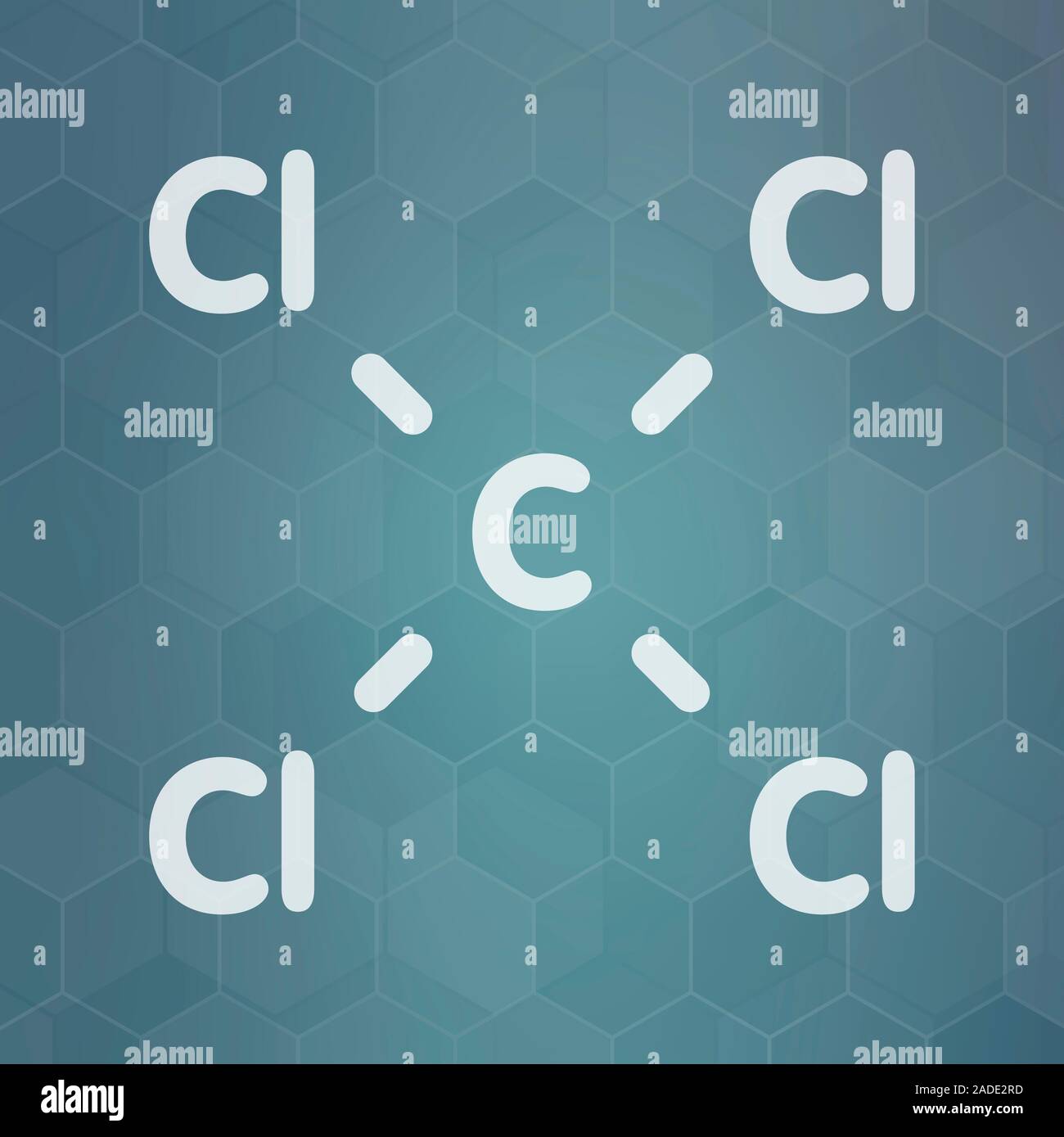Carbon Tetrachloride Tetrachloromethane Solvent Molecule White Skeletal Formula On Dark Teal