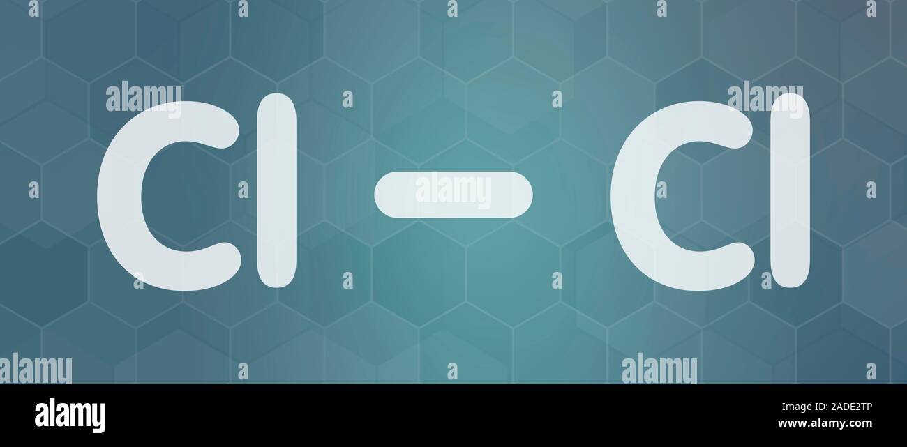 Elemental chlorine (Cl2). White skeletal formula on dark teal gradient ...