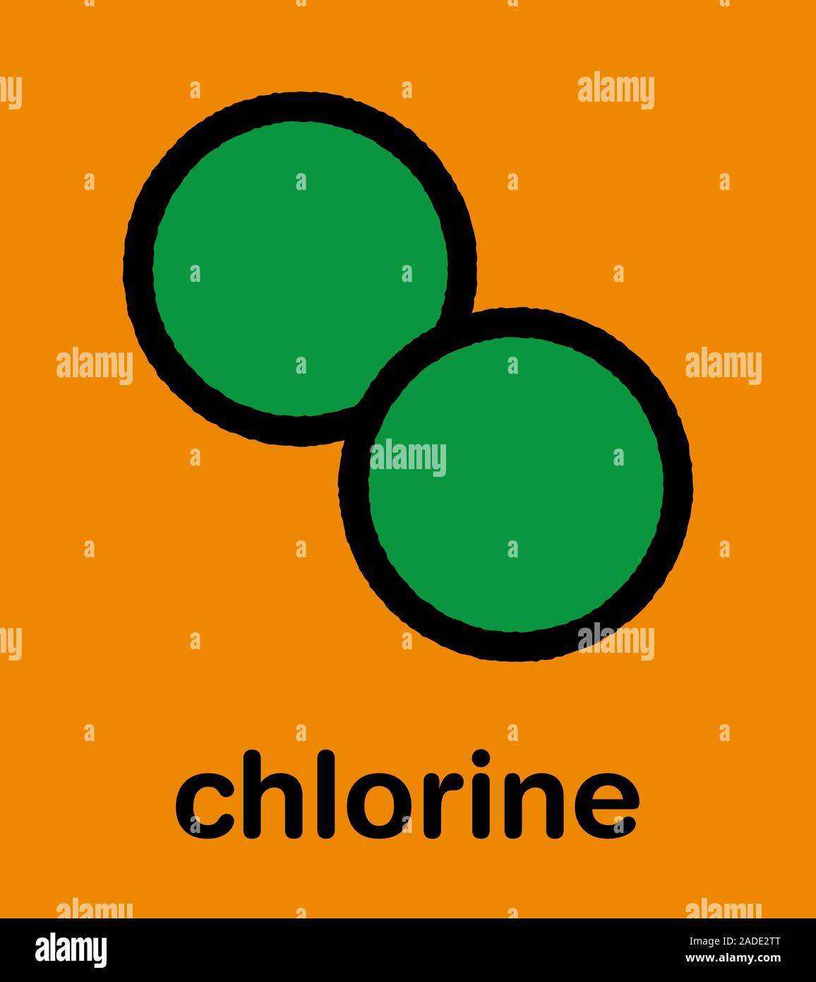 Elemental chlorine (Cl2) molecule. Stylized skeletal formula (chemical ...