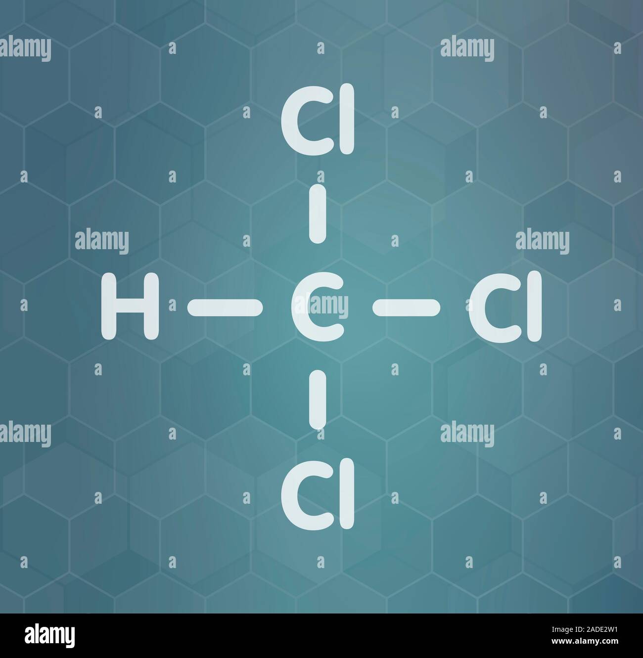 Chloroform solvent molecule. White skeletal formula on dark teal ...