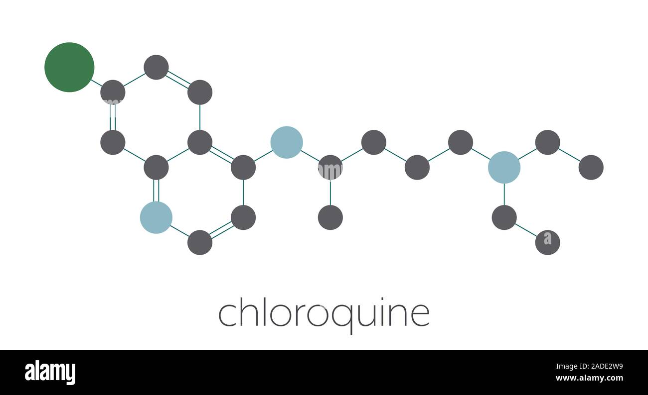 Chloroquine malaria drug molecule. Used to treat and prevent malaria ...