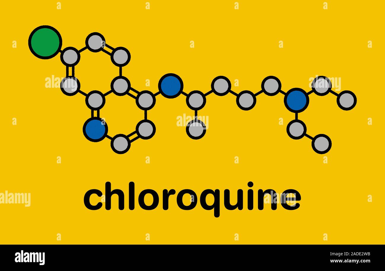 Chloroquine malaria drug molecule. Used to treat and prevent malaria ...