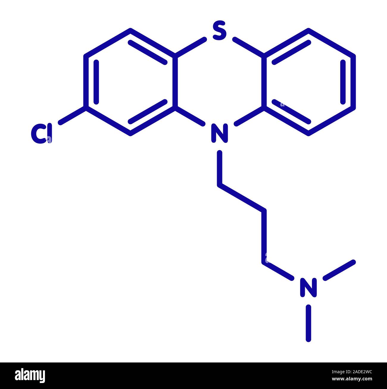 Chlorpromazine (CPZ) antipsychotic drug molecule. Used to treat ...
