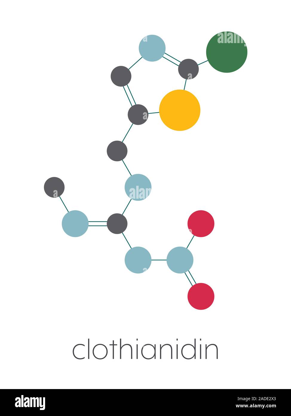 Clothianidin insecticide molecule (neonicotinoid class). Stylized ...