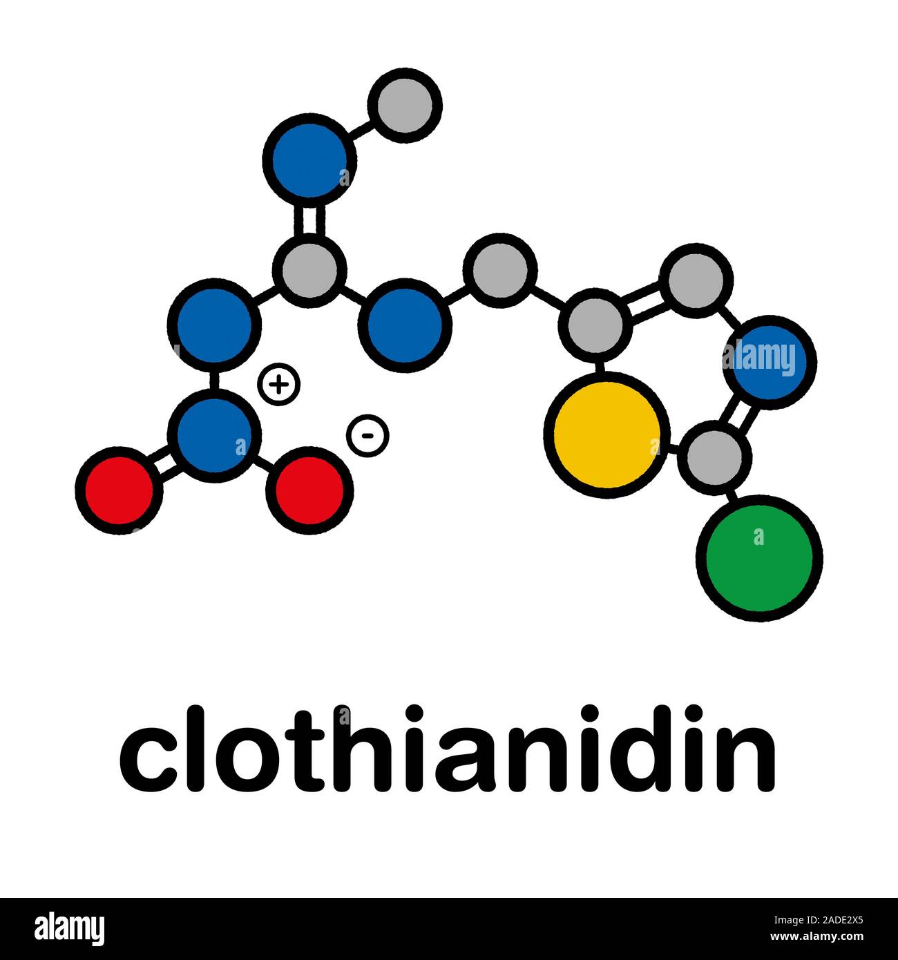 Clothianidin insecticide molecule (neonicotinoid class). Stylized ...