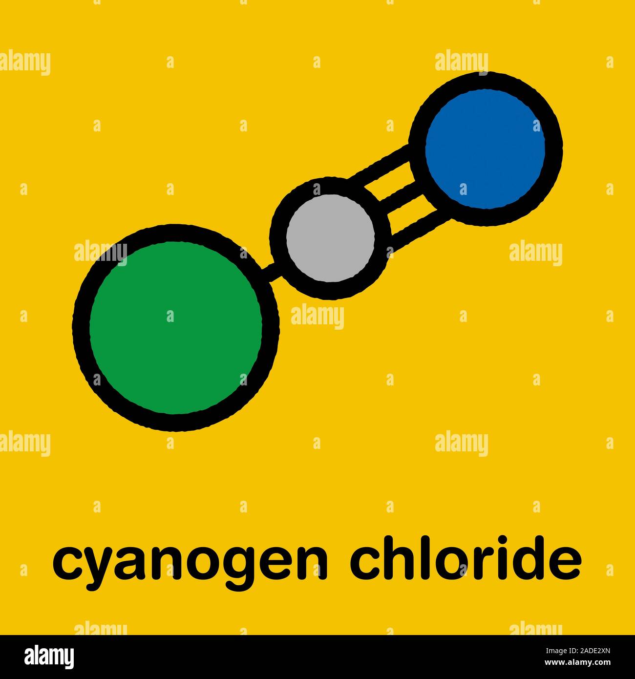 Cyanogen chloride toxic gas molecule. Stylized skeletal formula ...