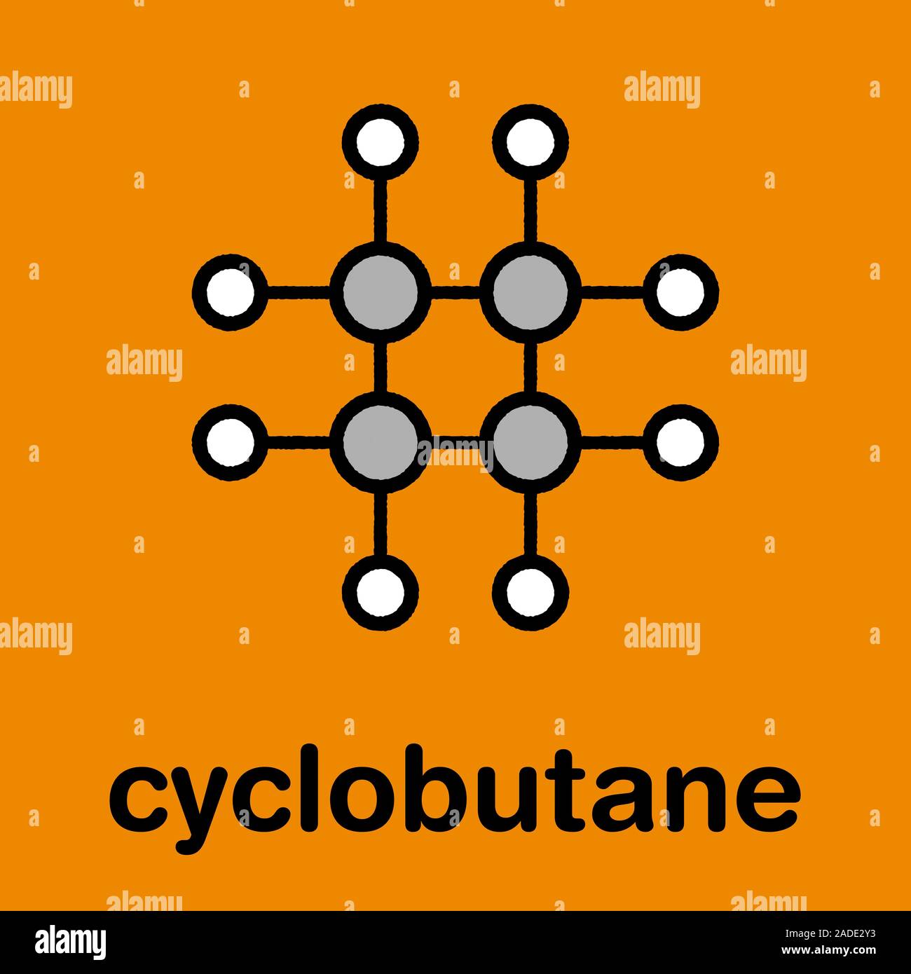 Cyclobutane cyclic alkane (cycloalkane) molecule. Stylized skeletal ...