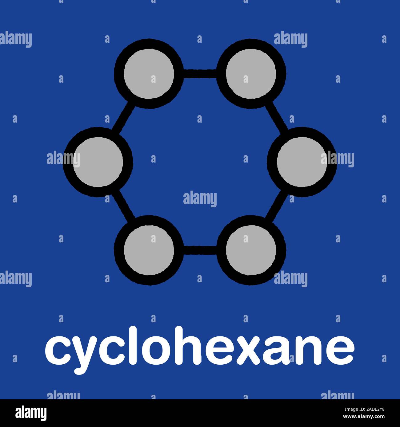 Cyclohexane chemical solvent molecule. Stylized skeletal formula ...